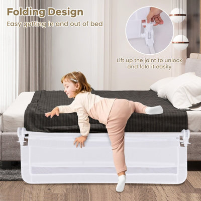 COSTWAY Bed Rail Guard for Toddlers 120CM Foldable Baby Bed Rail w ...