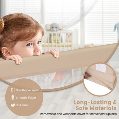 COSTWAY Bed Rail Guard for Toddlers 180CM Foldable Baby Bed Rail w ...