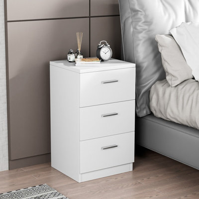Costway Bedside Table Wooden Nightstand w/3 Drawers Space-saving Night ...