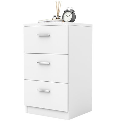 Costway Bedside Table Wooden Nightstand w/3 Drawers Space-saving Night ...