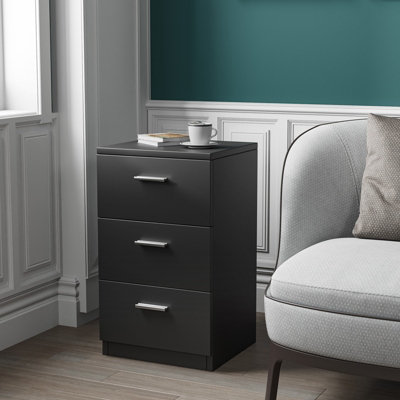 Costway Bedside Table Wooden Nightstand w/3 Drawers Space-saving Night ...