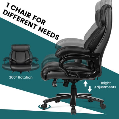 Costway Big Tall Office Chair Swivel Padded Executive Chair Ergonomic Computer Desk Chair Adjustable Height