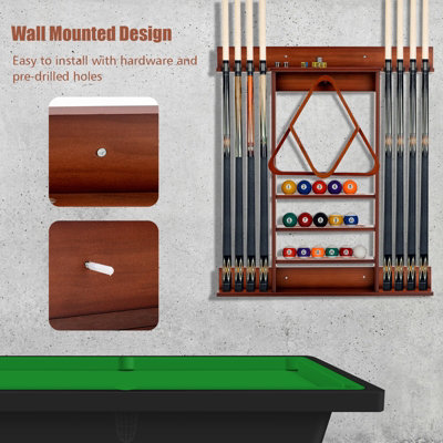 Costway Billiards Pool Cue Rack Only Wall Mounted Billiard Stick Holder