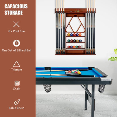 Costway Billiards Pool Cue Rack Only Wall Mounted Billiard Stick Holder