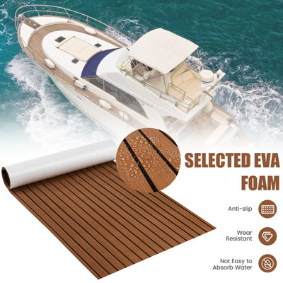 Costway Boat Flooring EVA Foam Decking Non-Slip & Self-Adhesive Decking ...