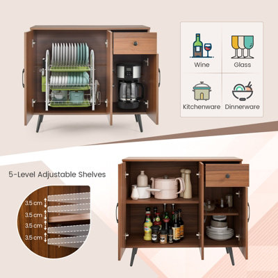 COSTWAY Buffet Sideboard Cabinet with 3 Doors & Drawer
