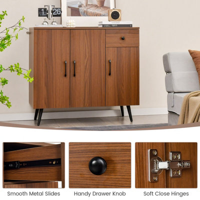 COSTWAY Buffet Sideboard Cabinet with 3 Doors & Drawer