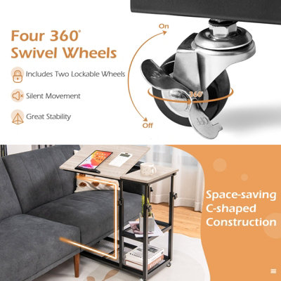 Adjustable c table with wheels store