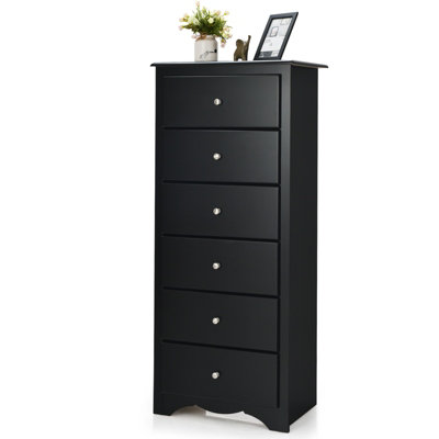 Costway Chest of Drawers Free Standing 6 Drawers Wooden Storage Cabinet ...