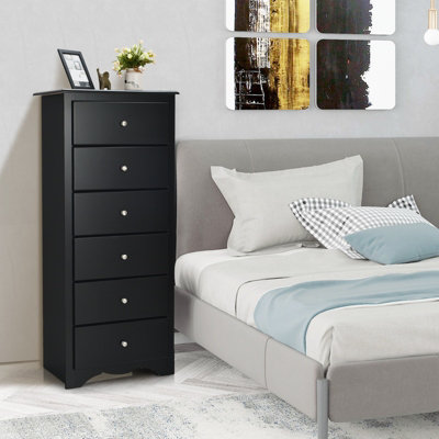 Costway Chest of Drawers Free Standing 6 Drawers Wooden Storage Cabinet ...