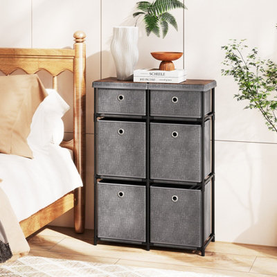 COSTWAY Chest of Drawers Metal Frame Storage Organizer Unit w/6 Drawers ...