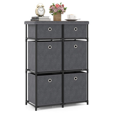 COSTWAY Chest of Drawers Metal Frame Storage Organizer Unit w/6 Drawers ...