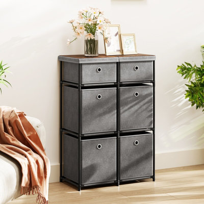 COSTWAY Chest of Drawers Metal Frame Storage Organizer Unit w/6 Drawers ...