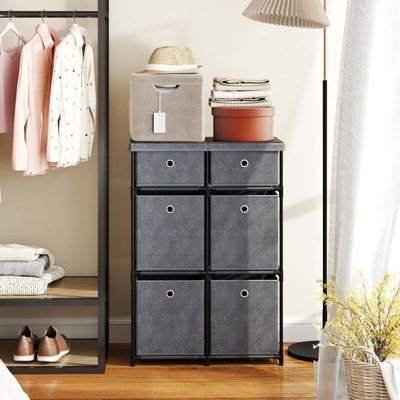 COSTWAY Chest of Drawers Metal Frame Storage Organizer Unit w/6 Drawers ...