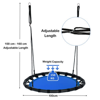 Costway Children Tree Swing Set 100cm Giant Round Nest Swings W ...