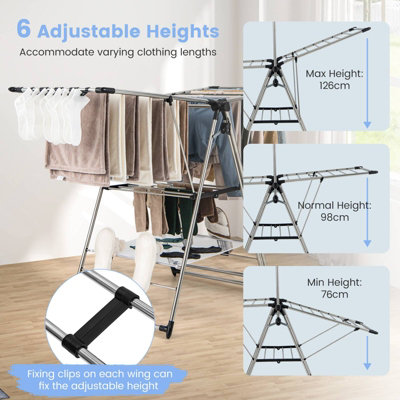 Costway Clothes Drying Rack Aluminum Gullwing Style Rack with 6-Level ...