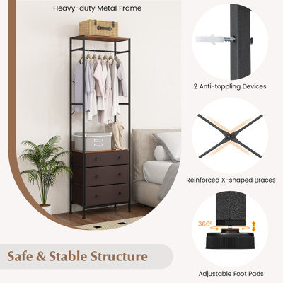 Costway Clothes Rack Freestanding Closet Organizer Clothing Stand Dresser