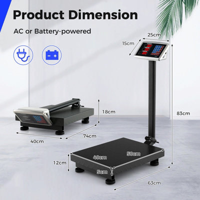 COSTWAY Commercial Digital Scale Foldable Floor Platform Scale w/ Price ...