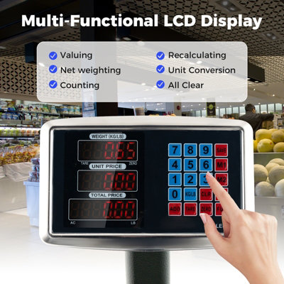 COSTWAY Commercial Digital Scale Foldable Floor Platform Scale w/ Price ...