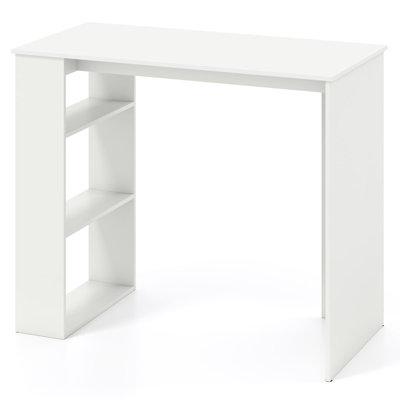 COSTWAY Computer Desk 90cm Study Desk Wooden Writing Desk w/ Bookshelf ...