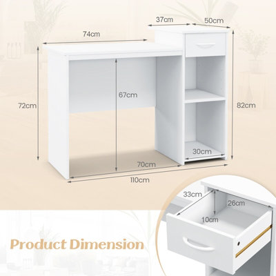 Costway Computer Desk Home Office Modern Laptop PC Desk with Drawer