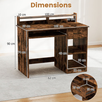 COSTWAY COMPUTER DESK HOME OFFICE WORKSTATION W/ DISPLAY SHELF DRAWER ...