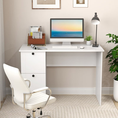 Costway Computer Desk Home Office Writing Desk Study Desk w/ 2 Drawers ...