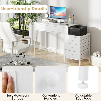 COSTWAY Computer Desk with 5 Drawers Home Office Desk with Side File ...