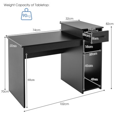 Costway Computer Desk with Drawer & CPU Stand Laptop PC Desk Compact ...