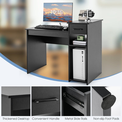 Costway Computer Desk with Drawer & CPU Stand Laptop PC Desk Compact ...