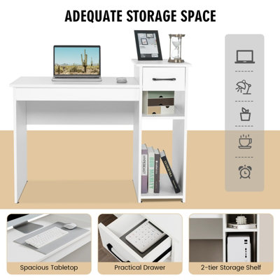 Costway Computer Desk with Drawer & CPU Stand Laptop PC Desk Compact ...