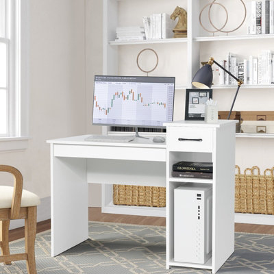 Costway Computer Desk with Drawer & CPU Stand Laptop PC Desk Compact ...