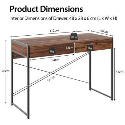 Costway Computer Desk Wooden PC Laptop Table Writing Workstation with 2 ...