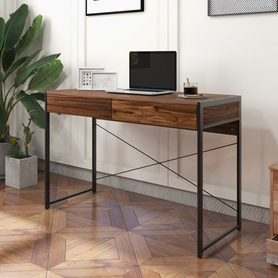Costway Computer Desk Wooden PC Laptop Table Writing Workstation with 2 ...