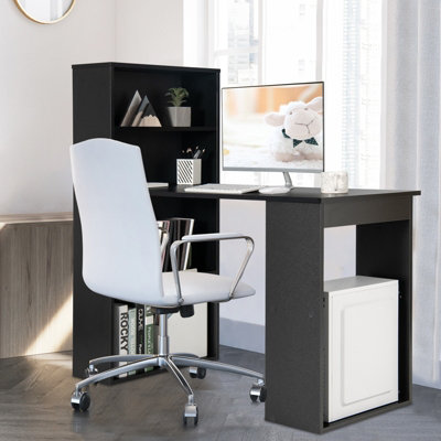 Costway Computer Writing Desk w/ Bookcase 6-tier Shelves Reversible ...