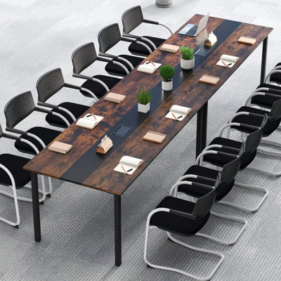 Costway Conference Room Table Rectangle Seminar Table 180 x 90 cm-Brown