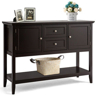 COSTWAY Console Sofa Table Narrow Entryway Table W/ 2 Drawers & 2 ...