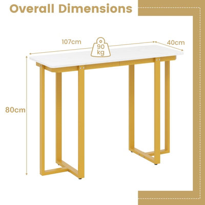COSTWAY Console Table Modern Faux Marble Entryway Table White & Gold