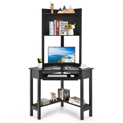 Computer desk with hutch and keyboard tray store