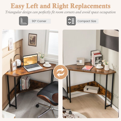 Costway Corner Desk Triangle Computer Desk Laptop Desk w/ Power Outlet