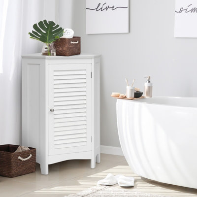 Costway Corner Shutter Door Cabinet Bathroom Storage Cabinet with ...
