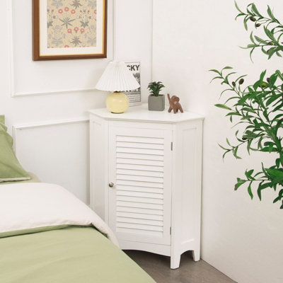 Costway Corner Shutter Door Cabinet Bathroom Storage Cabinet with ...