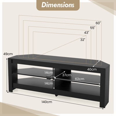 Costway Corner TV Stand with Power Outlet 3-Tier Entertainment Center ...