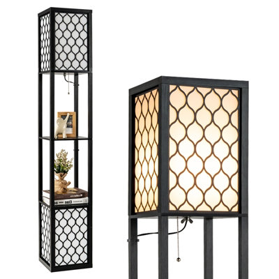 Costway Double Floor Lamp Freestanding Bedside Lounge Light W/2 Tier ...