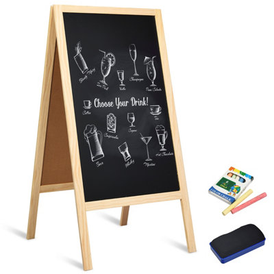 Costway Double-Sided Chalkboard Foldable Advertising Board w/ Magnetic ...