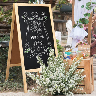Costway Double-Sided Chalkboard Foldable Advertising Board w/ Magnetic ...