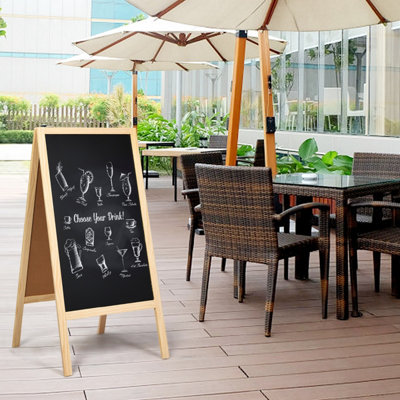 Costway Double-Sided Chalkboard Foldable Advertising Board w/ Magnetic ...