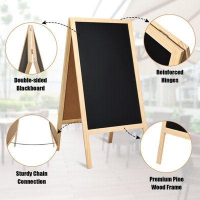 Costway Double-Sided Chalkboard Foldable Advertising Board w/ Magnetic ...
