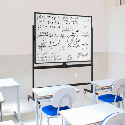 Costway Double Sided Magnetic Whiteboard Adjustable Mobile Revolving ...