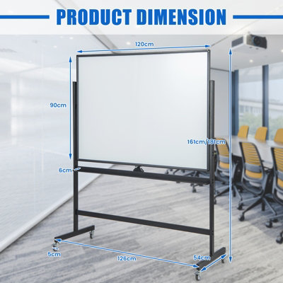 Costway Double Sided Magnetic Whiteboard Adjustable Mobile Revolving ...